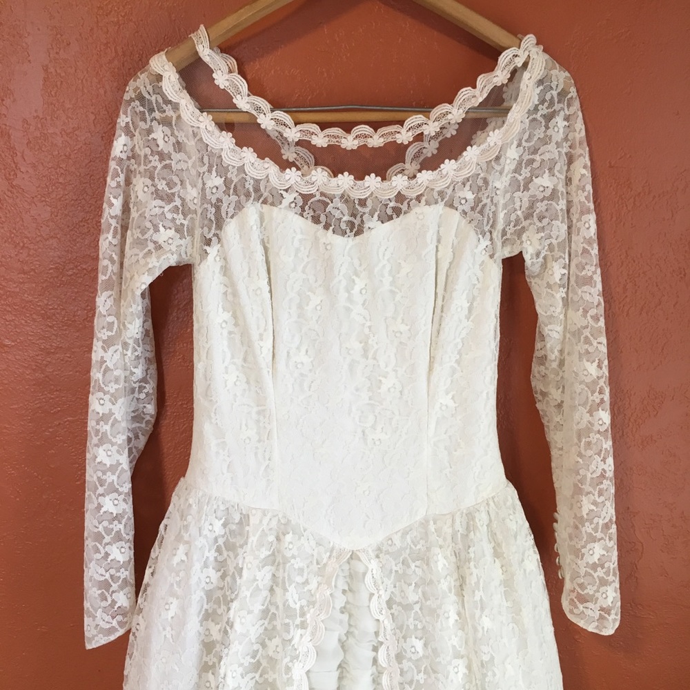 1950s Lace Fit And Flare Wedding Dress - Gem